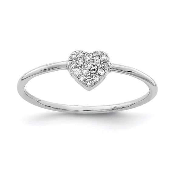 Kazi Luxury | Jewelry | Kazi Luxury Sterling Silver Rhodiumplated Polished Cz Heart Ring | Poshmark